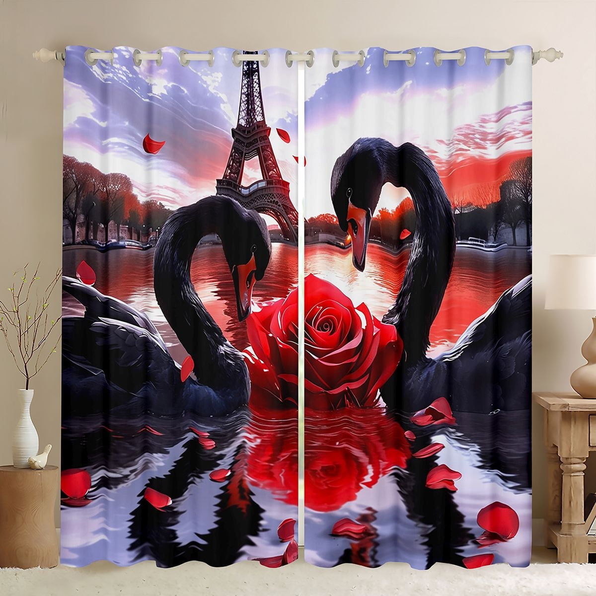 Castle Fairy Black Swan Couple Girl Boy Blackout Curtains Set of 2 ...