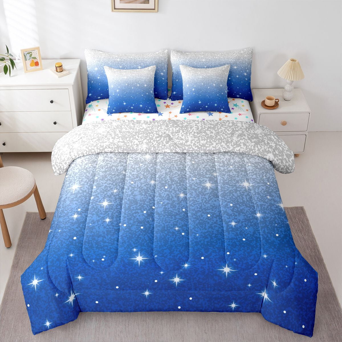 Castle Fairy Bling Gradient Glitter Print Twin Bedding Sets,Abstract ...