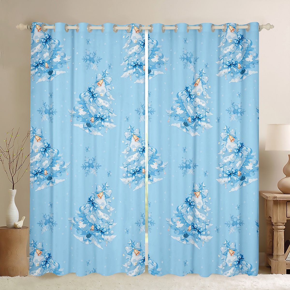 Castle Fairy Blue Bow Knot Tree Curtains Pack of 2 (42x84 Each) for ...