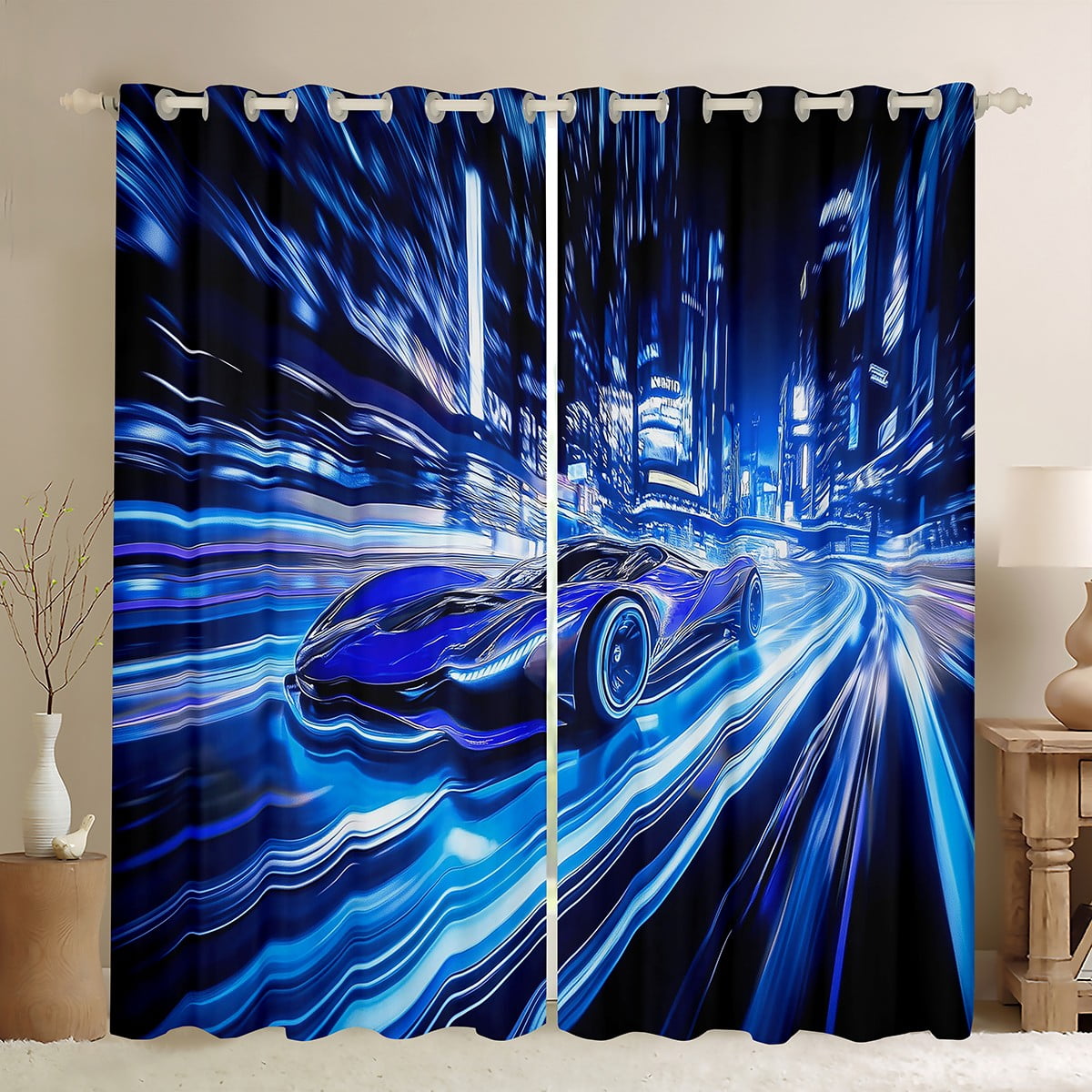 Castle Fairy Blue Car Boy Black Out Curtains,Extreme Sport Curtains ...