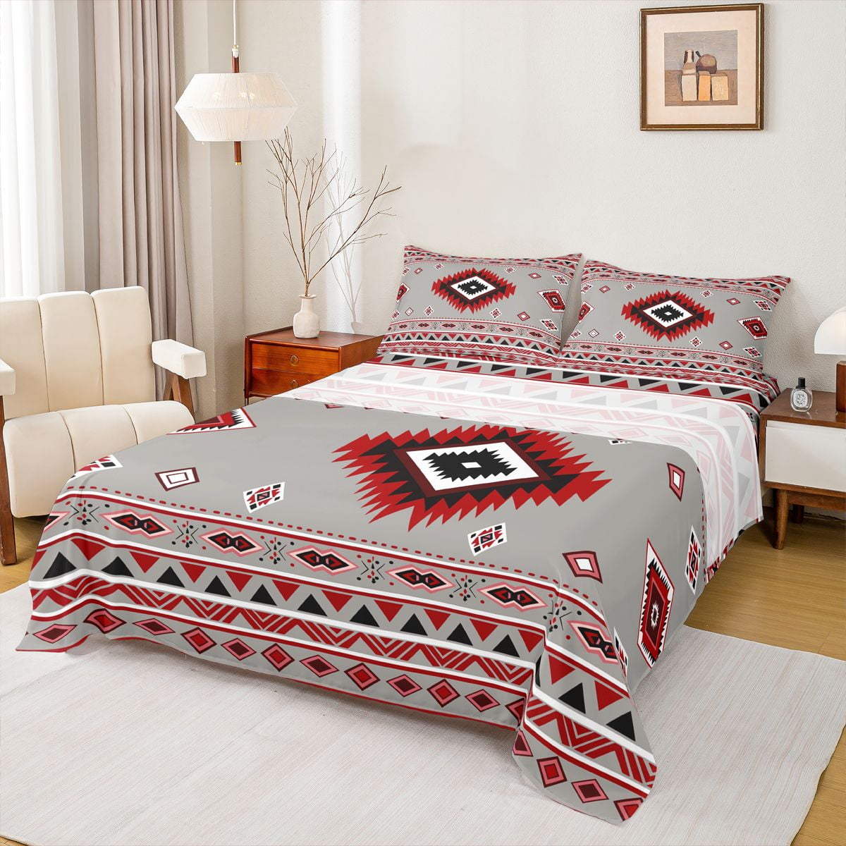 Castle Fairy Bohemian Aztec Bed Sheets for Teens,Hippie Geometric King ...