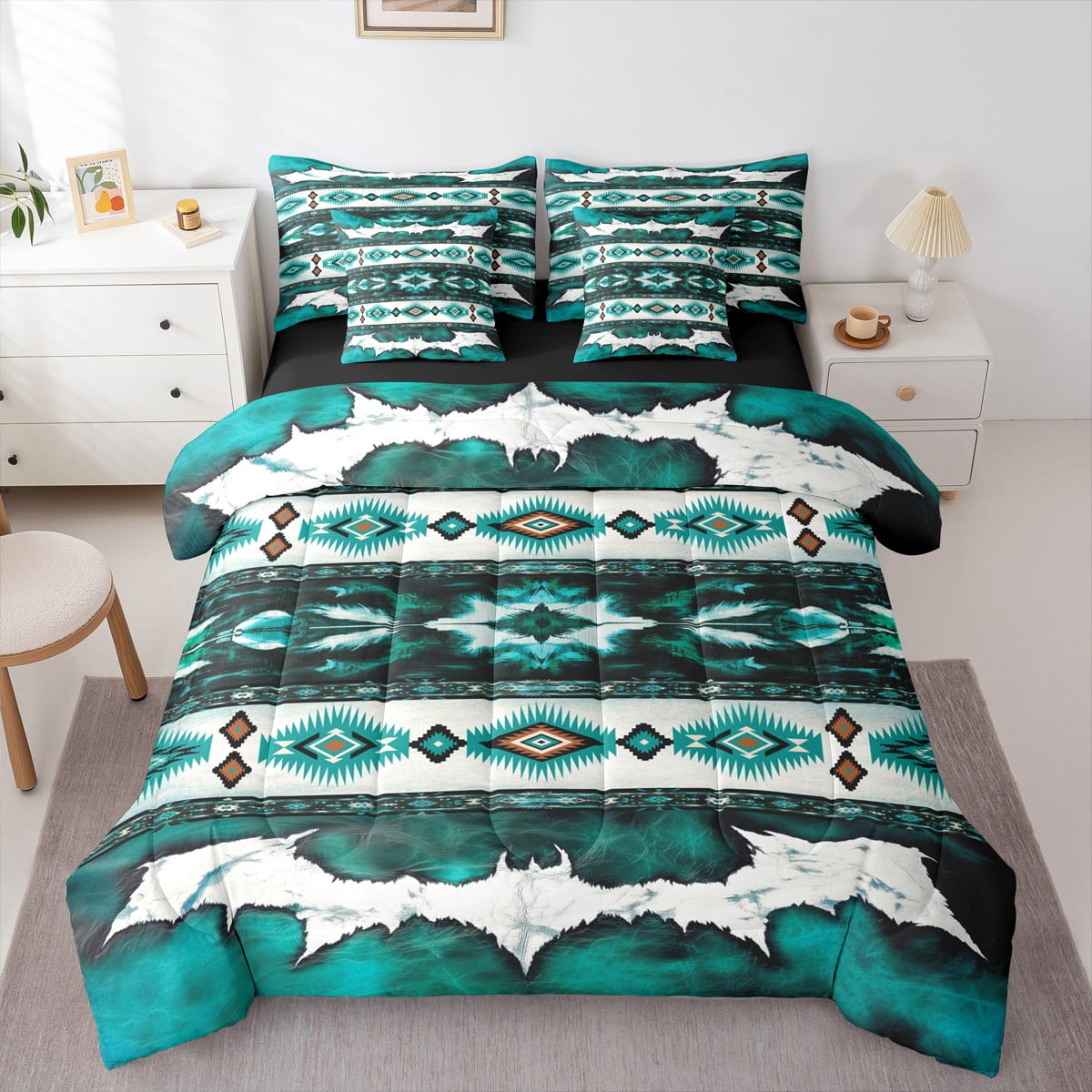 Castle Fairy Bohemian Aztec Bedding Comforter Set,Western Cow Print ...