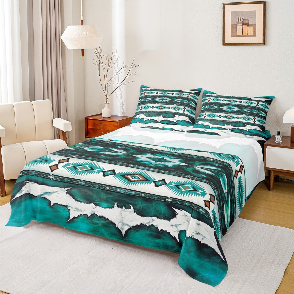 Castle Fairy Bohemian Aztec Twin Sheet Sets for Teens,Western Cow Print ...