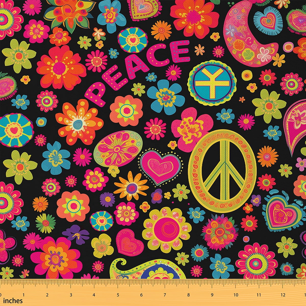 Castle Fairy Bohemian Paisley Fabric by the Yard 3 Yard,Peace Sign ...