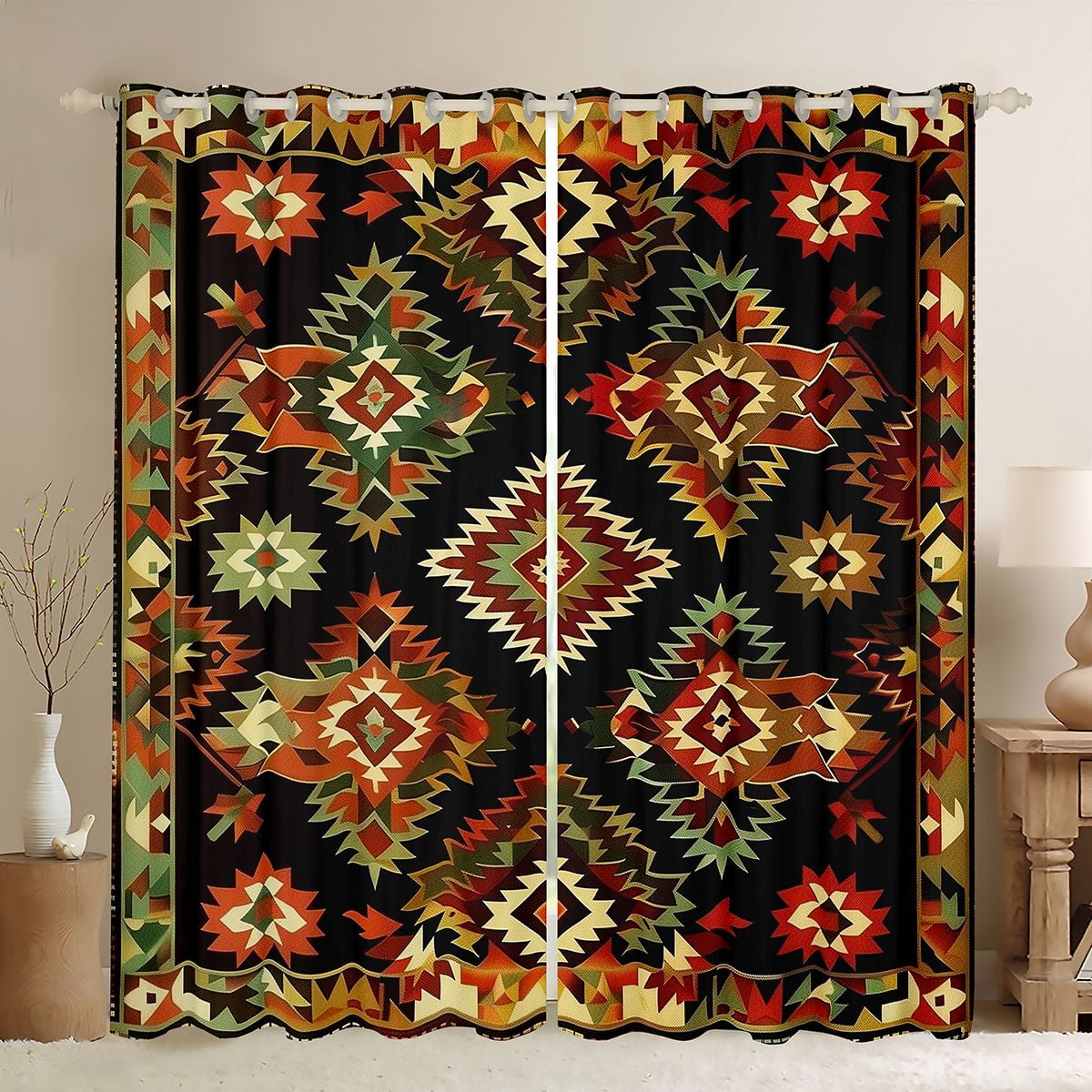 Castle Fairy Bohemian Tribal Aztec Curtains Pack of 2 (42x84 Each) for ...