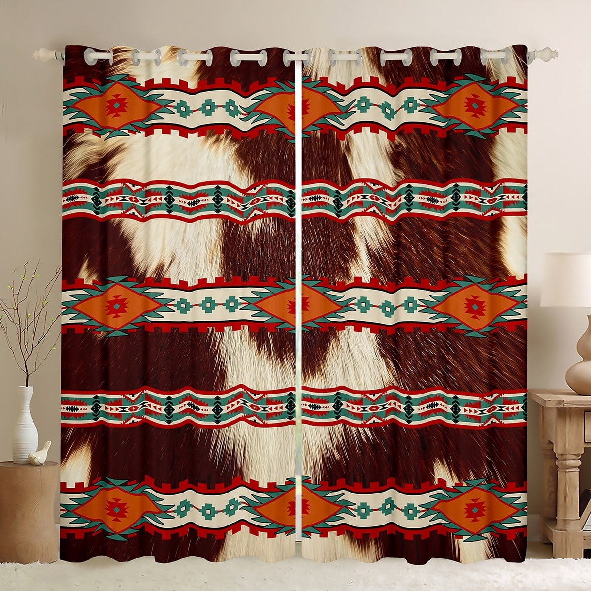 Castle Fairy Boho Aztec Blackout Curtains Set of 2 (52x84 Each),Cow ...