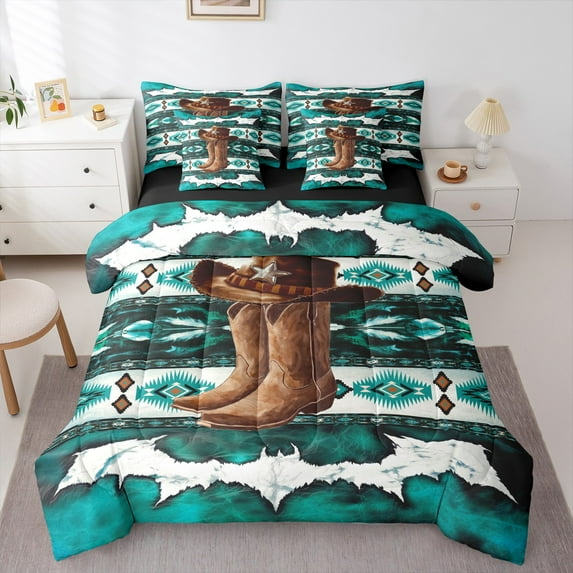 Castle Fairy Boho Hippie Aztec Bedding Comforter Set,Abstract Cow Print ...