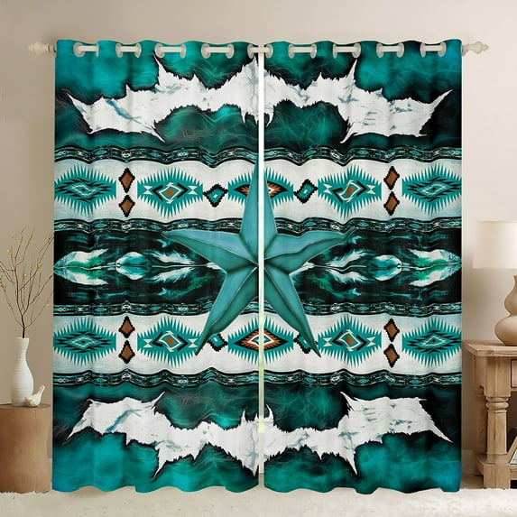 Castle Fairy Boho Hippie Aztec Curtains Pack of 2 (42x84 Each),Cow ...