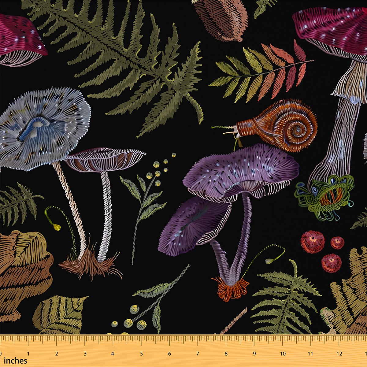 Castle Fairy Botanical Mushroom Fabric by the Yard 1 Yard for Teenagers ...