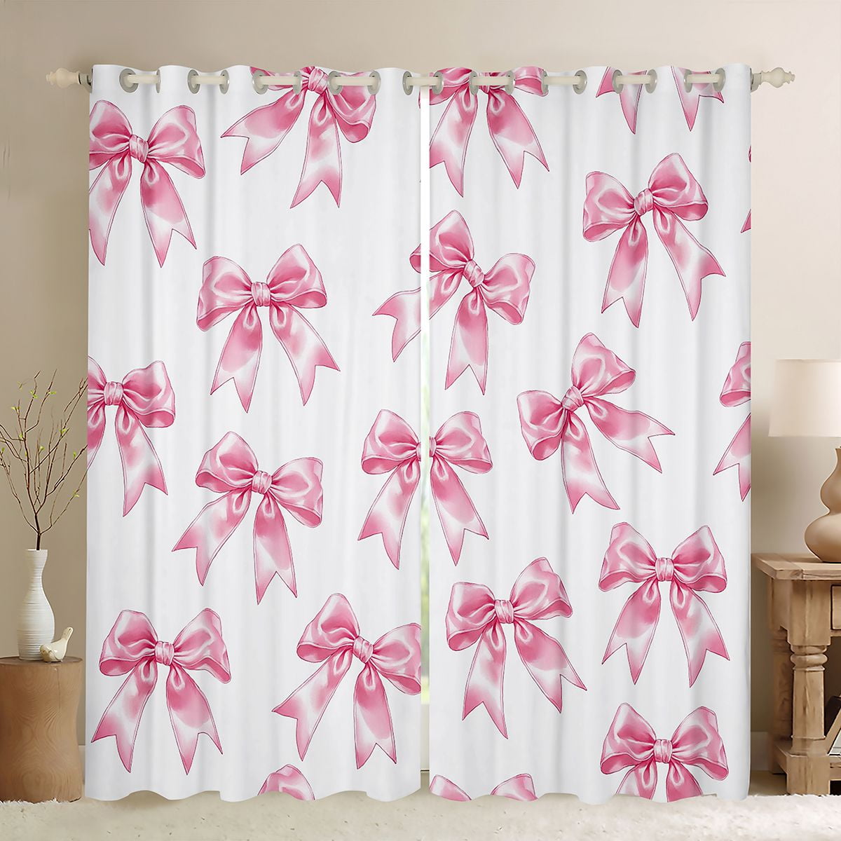 Castle Fairy Bow Curtains Pack of 2 (42x84 Each),Bling Ribbon Bow Knot ...