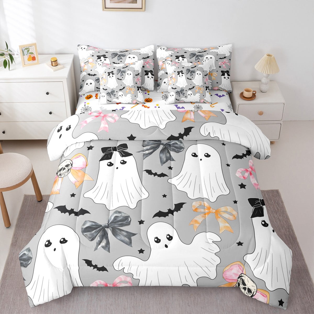 Castle Fairy Bow Ghost 7 Pieces Bedding Comforter Set for Kids ...