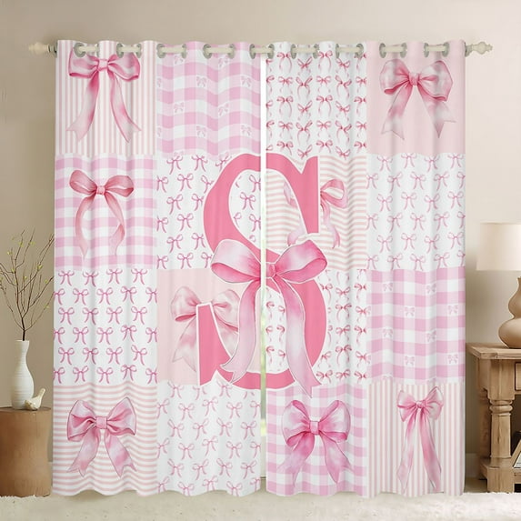 Castle Fairy Bow Initial S Curtains Pack of 2 (42x84 Each),Pink ...
