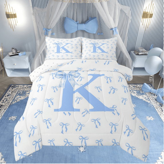 Castle Fairy Bowknot Alphabet K 3-Piece Full Size Comforter Sets for ...