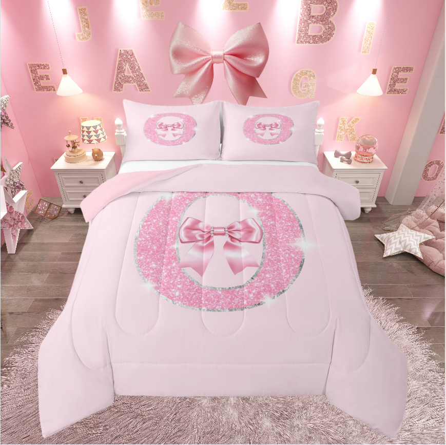 Castle Fairy Bowknot Alphabet O 3-Piece Full Size Comforter Sets for ...