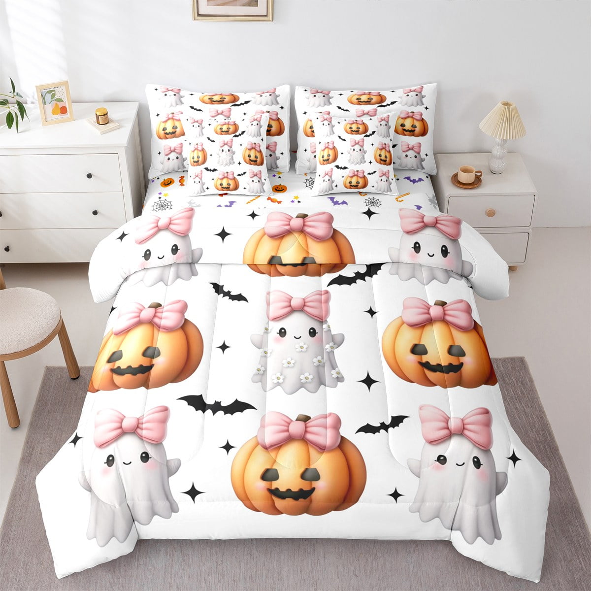 Castle Fairy Bowknot Ghost Girl 7-Piece Bedding Comforter Set,Cartoon ...