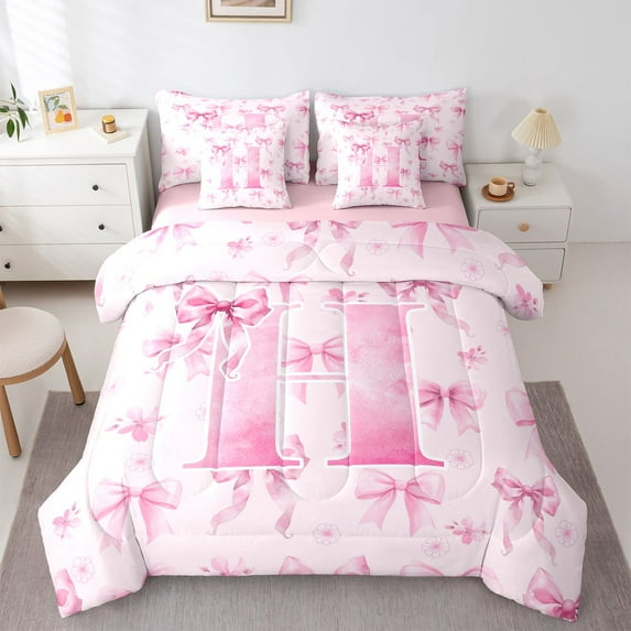 Castle Fairy Bowtie Personalized Initial H Bedding Comforter Set,Dreamy ...