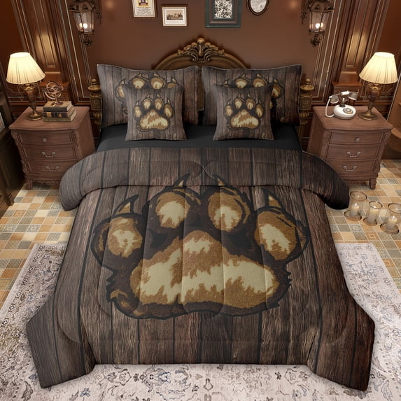 Castle Fairy Boys Bear Paw Print Bedding Comforter Set,Abstract Cabin ...