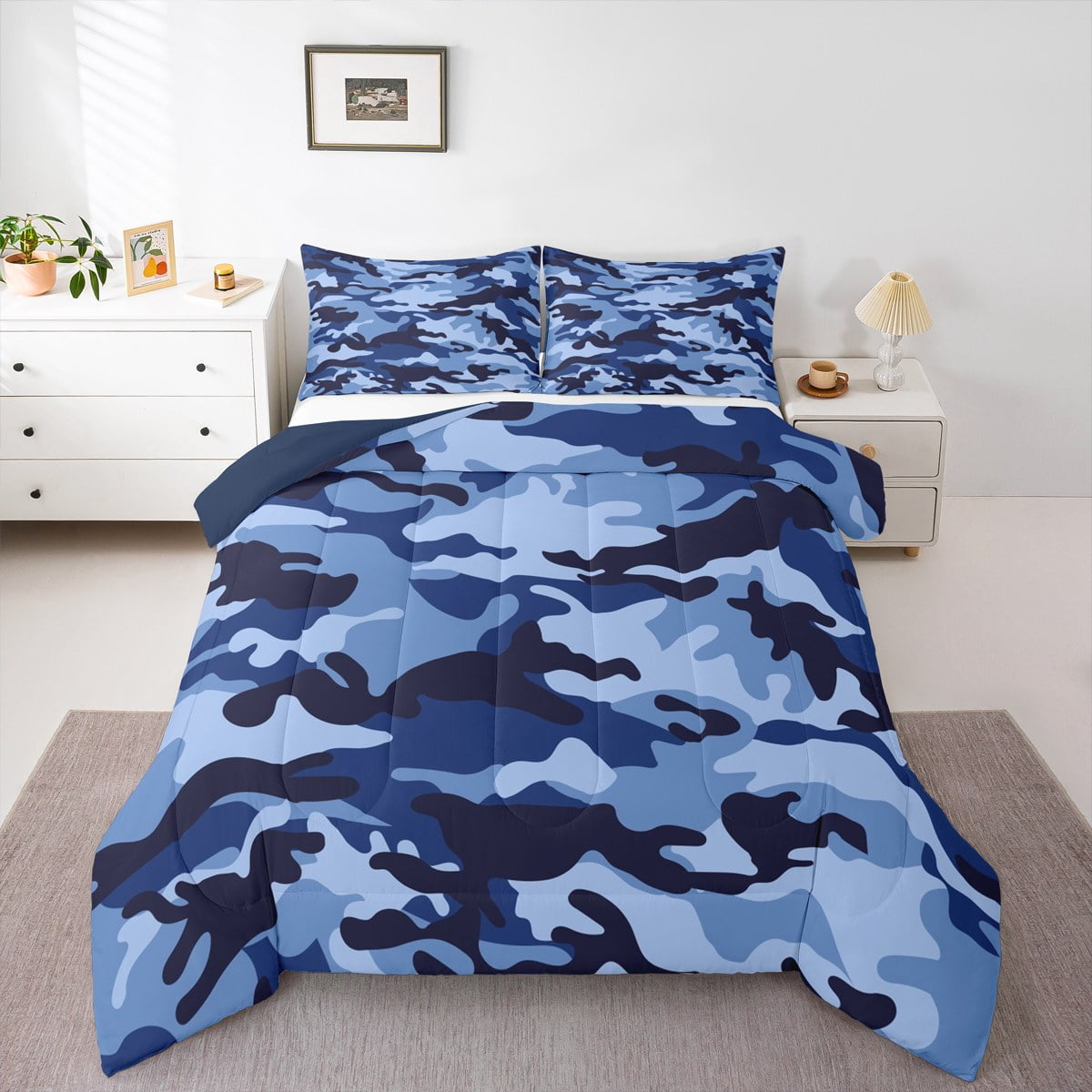 Castle Fairy Boys Blue Camouflage 3-Piece Full Size Comforter Sets ...