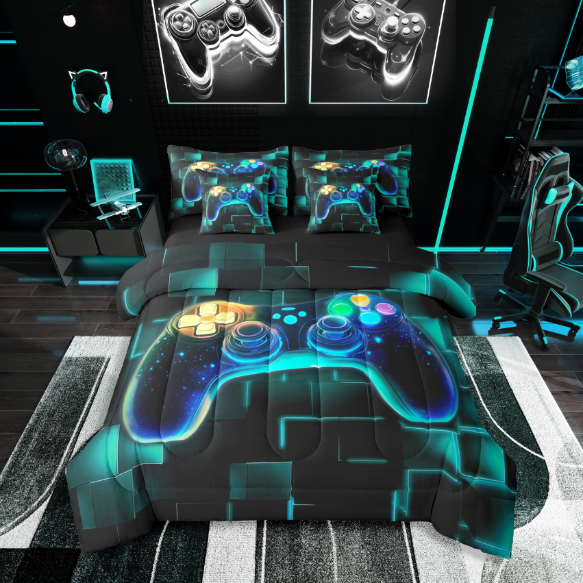 Castle Fairy Boys Galaxy Gamepads 7-Piece Twin Bedding Sets,Video Game ...