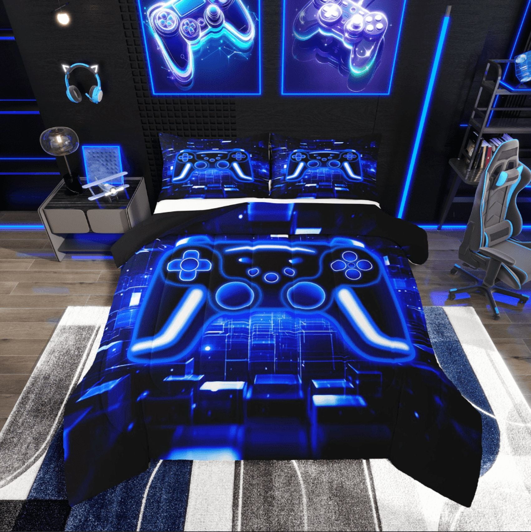 Castle Fairy Boys Gamepads 3-Piece Full Size Comforter Sets,Video Game ...