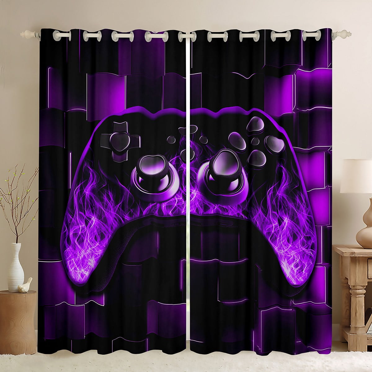 Castle Fairy Boys Gamepads Curtains Pack of 2 (42x84 Each),Video Game ...