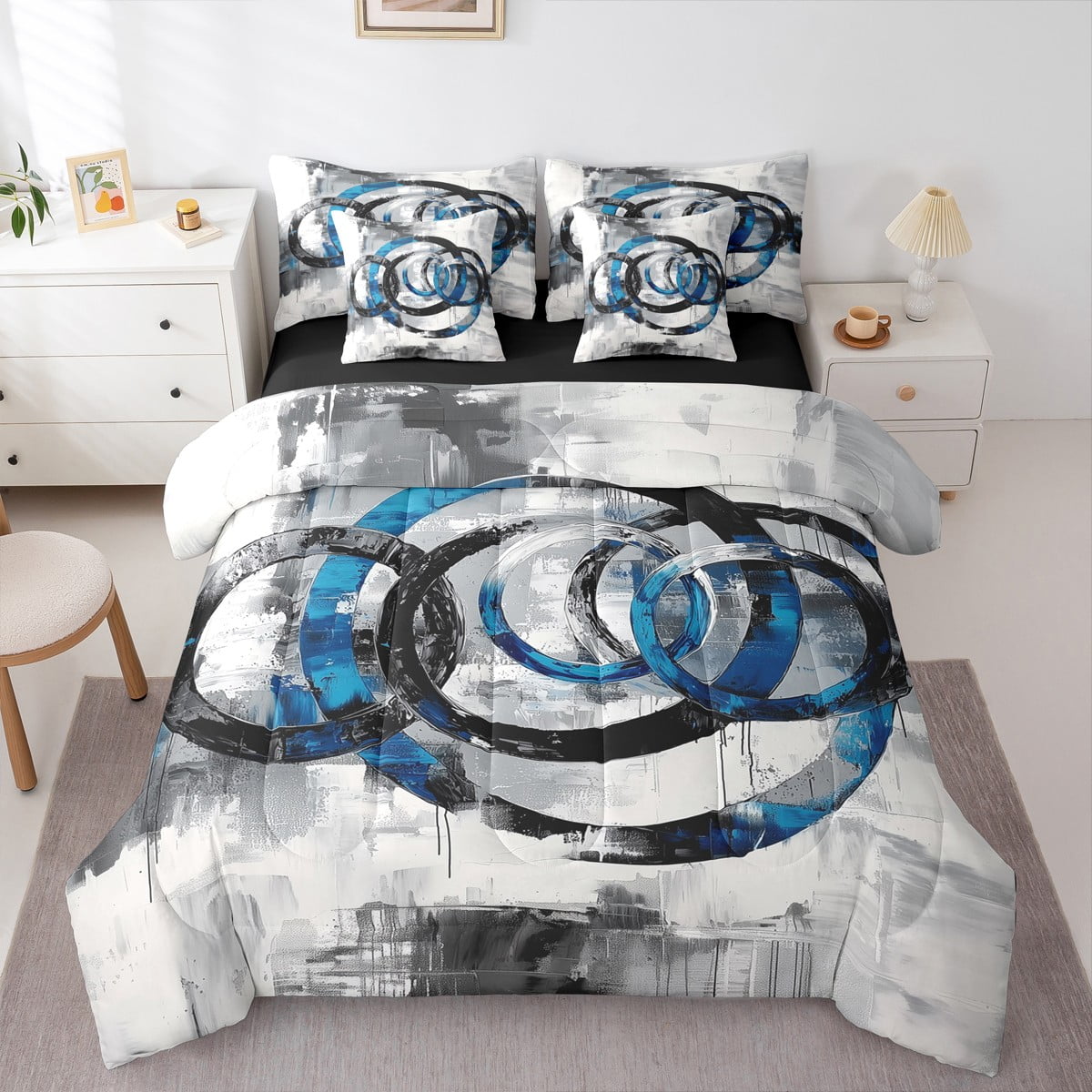 Castle Fairy Boys Girls Abstract Circle Lines Bedding Comforter Set 7 ...