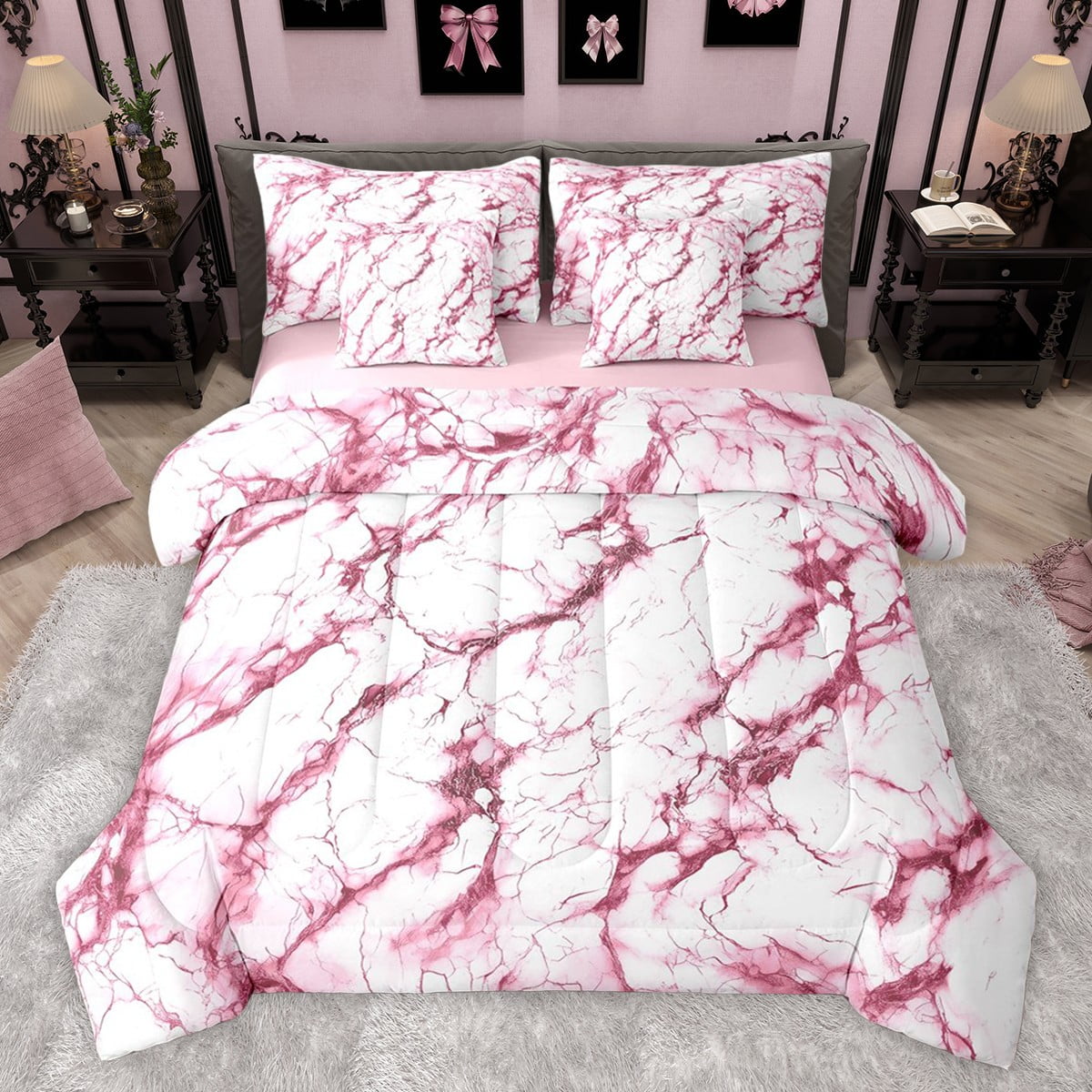 Castle Fairy Boys Girls Abstract Gradient Marble Bedding Comforter Set ...