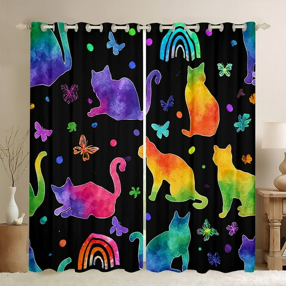 Castle Fairy Boys Girls Animal Cats Butterflies Black Out Curtains ...