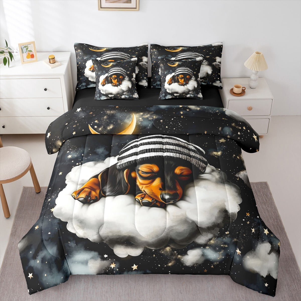 Castle Fairy Boys Girls Animal Dachshund Dog Twin Bedding Sets 7-Piece ...