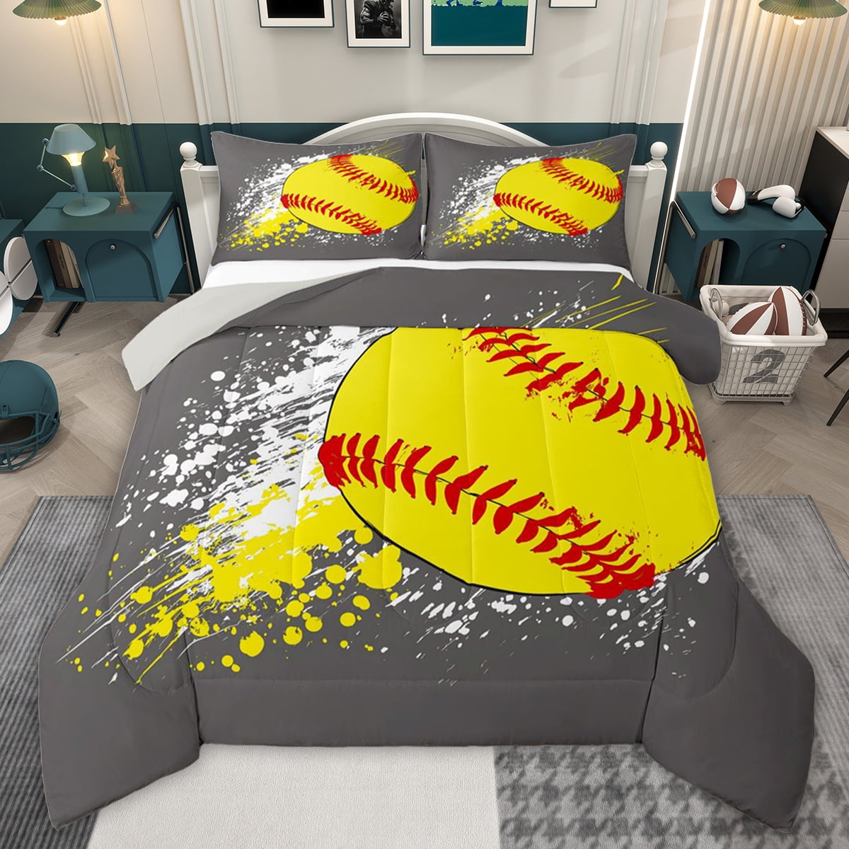 Castle Fairy Boys Girls Baseball Twin Comforter Sets,Abstract Graffiti ...