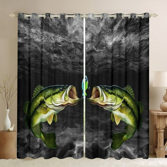Castle Fairy Boys Girls Big Bass Fish Curtains Pack of 2 (42x84 Each ...
