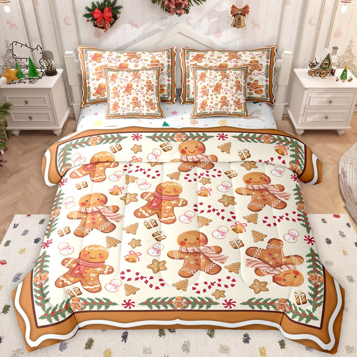Castle Fairy Boys Girls Cartoon Gingerbread Man Bedding Comforter Set 7 ...