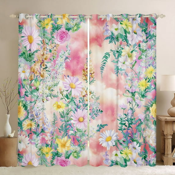 Castle Fairy Boys Girls Chic Floral Daisy Curtains Pack of 2 (42x84 ...
