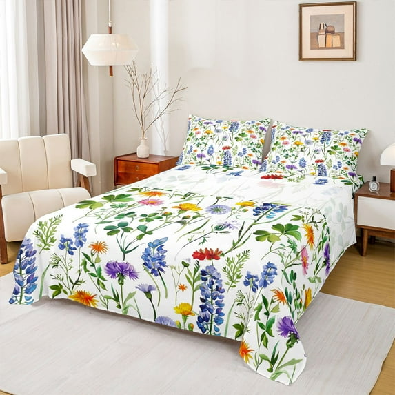 Castle Fairy Boys Girls Colorful Flowers 4 Pieces Queen Sheet Sets ...
