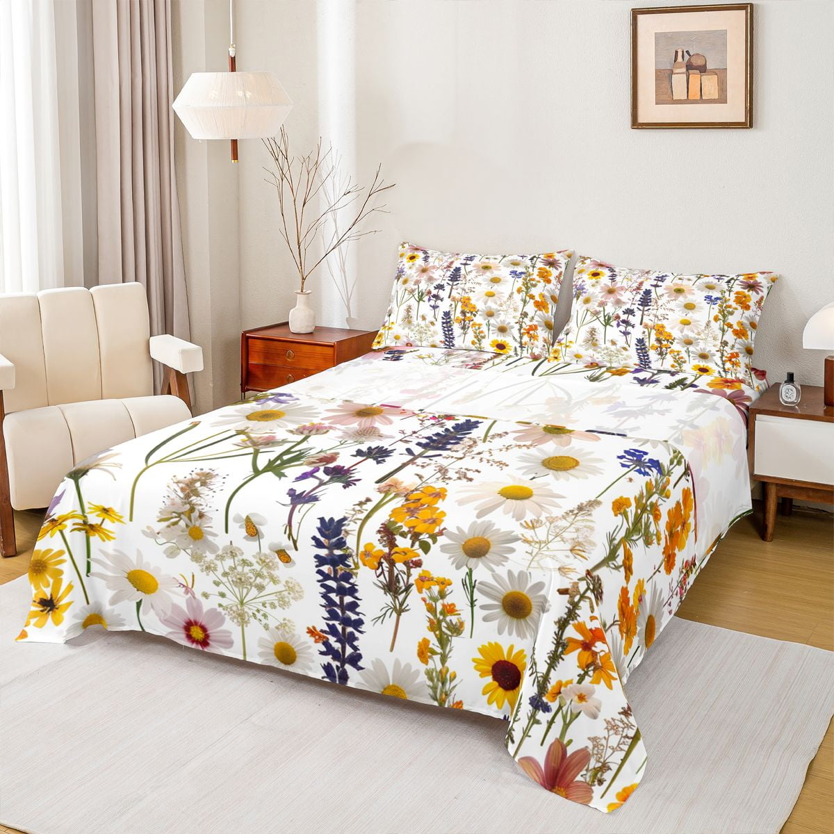 Castle Fairy Boys Girls Colorful Flowers Daisy Twin Sheet Sets 3pcs ...