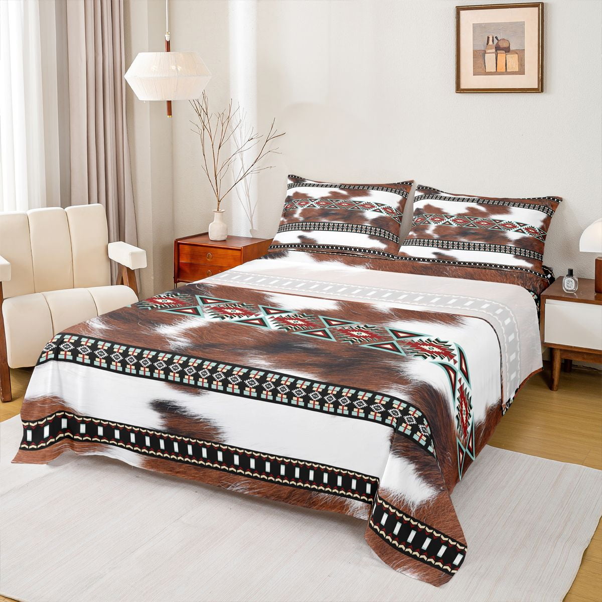 Castle Fairy Boys Girls Cow Print Bed Sheets,Bohemian Aztec King Sheets ...