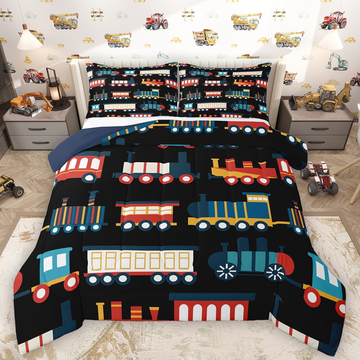 Castle Fairy Boys Girls Cute Railway Railroad 3 Pieces Queen Comforter ...