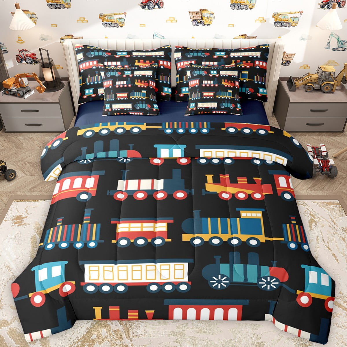 Castle Fairy Boys Girls Cute Railway Railroad Twin Bedding Sets 7-Piece ...