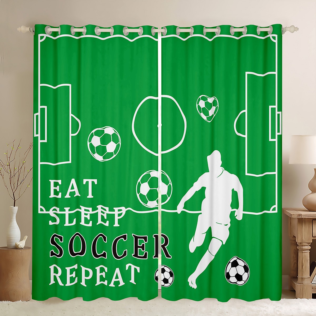 Castle Fairy Boys Girls Eat Sleep Soccer Blackout Curtains Set of 2 ...