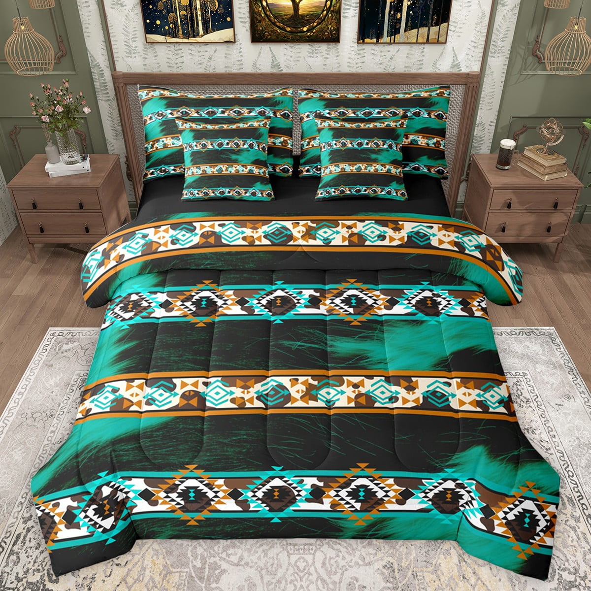 Castle Fairy Boys Girls Farmhouse Animal Cow Bedding Comforter Set 7 ...