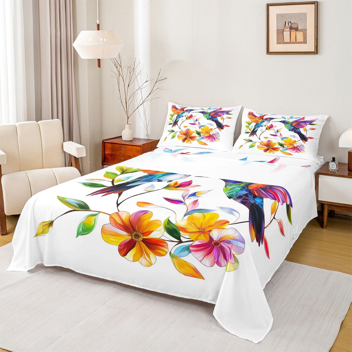 Castle Fairy Boys Girls Floral Hummingbird Queen Sheet Sets,Spring ...