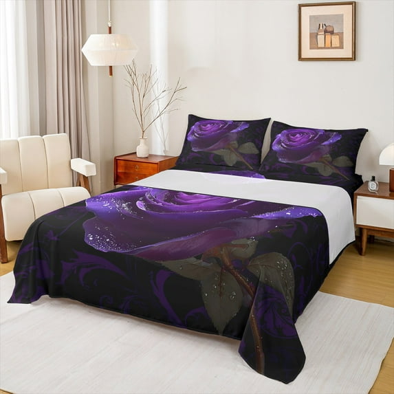 Castle Fairy Boys Girls Floral Purple Rose Twin Sheet Sets 3pcs ...