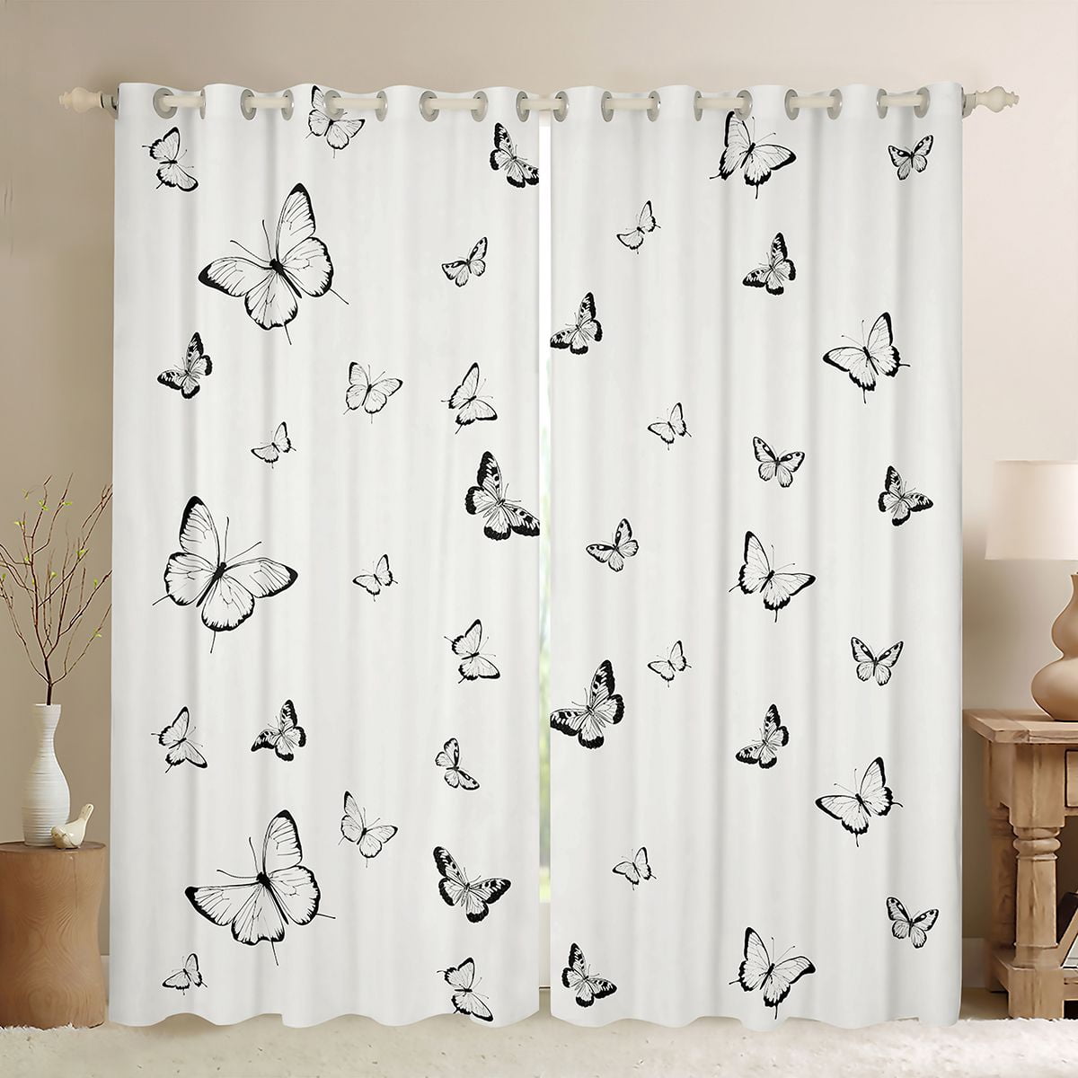 Castle Fairy Boys Girls Flying Butterflies Black Out Curtains,Black ...
