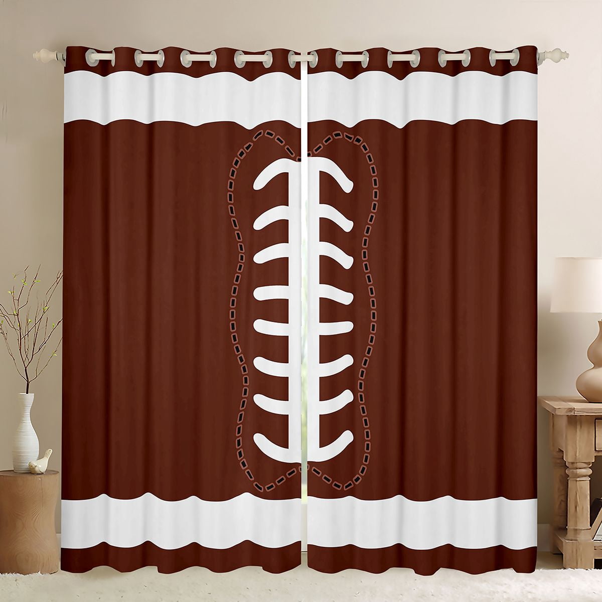 Castle Fairy Boys Girls Football Print Blackout Curtains Set of 2 ...