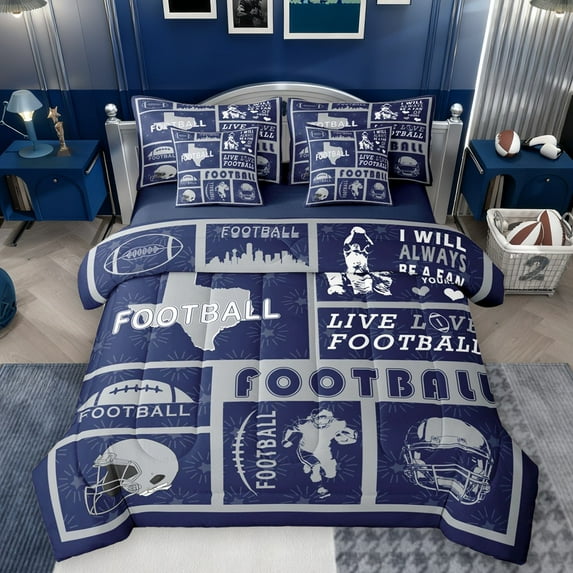 Castle Fairy Boys Girls Football Rugby Bedding Comforter Set 7pcs,Ball Gamer Queen Bedding Sets ...