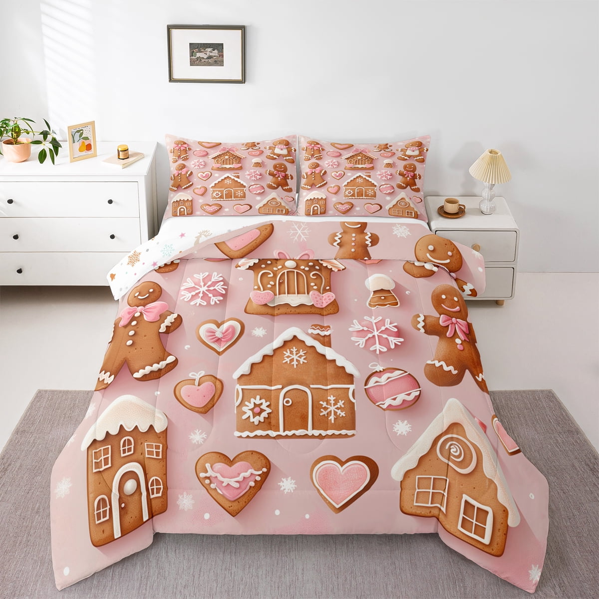 Castle Fairy Boys Girls Gingerbread Man 3 Pieces Queen Comforter Set ...