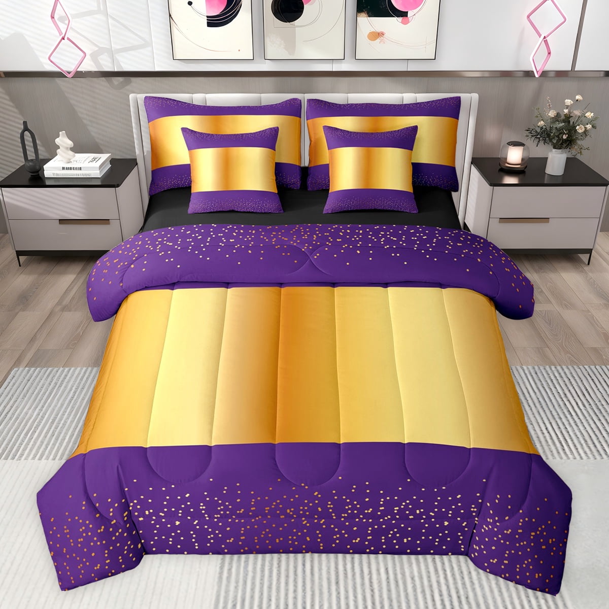 Castle Fairy Boys Girls Gold Polka Dots Bedding Comforter Set 7pcs ...