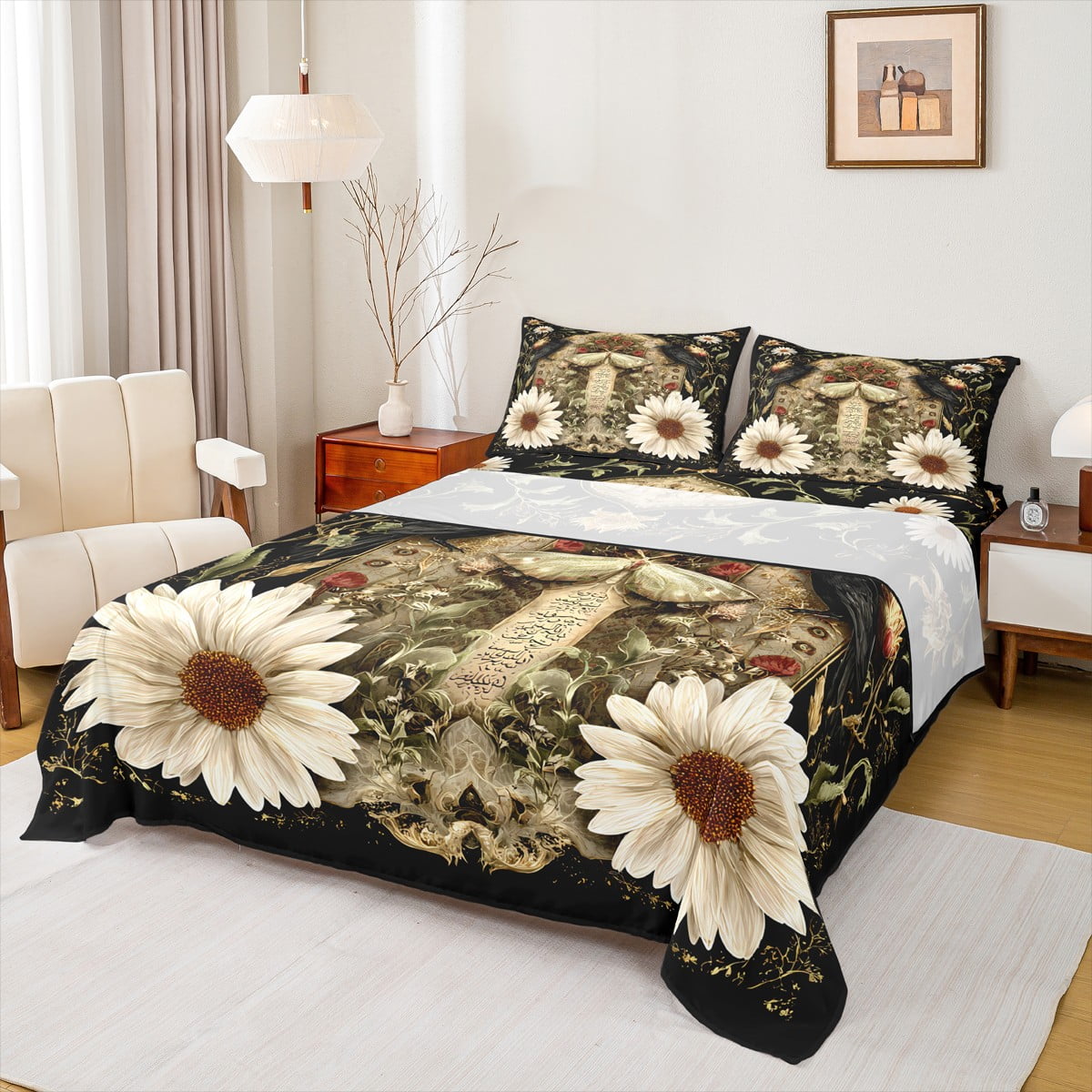 Castle Fairy Boys Girls Gothic Moth Twin Sheet Sets,Chic Floral Daisy ...