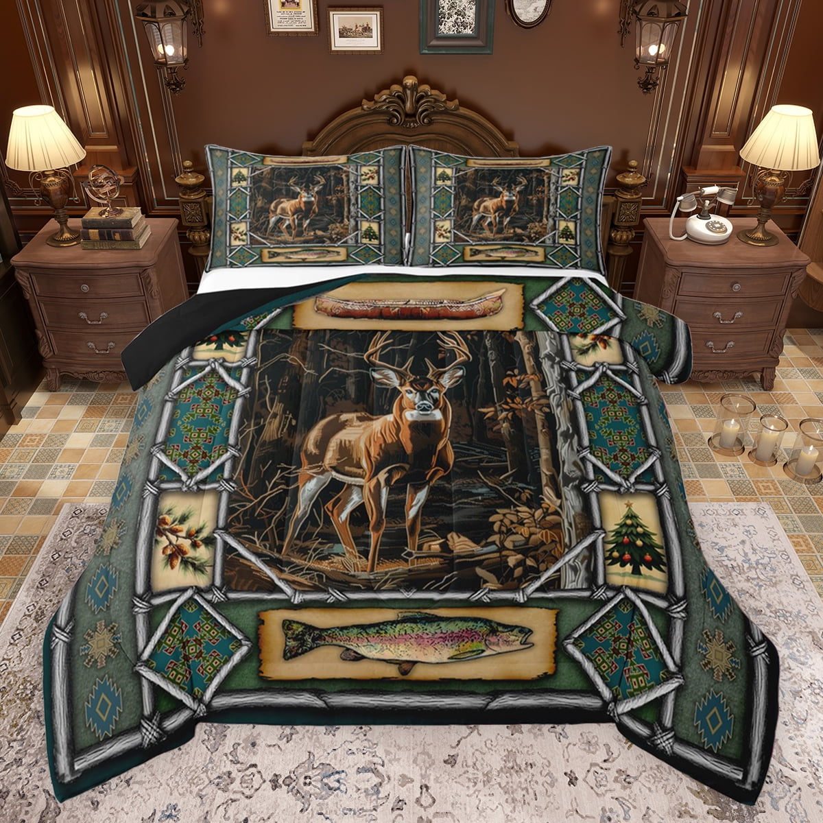 Castle Fairy Boys Girls Jungle Animal Deer Bedding Comforter Set 2pcs ...