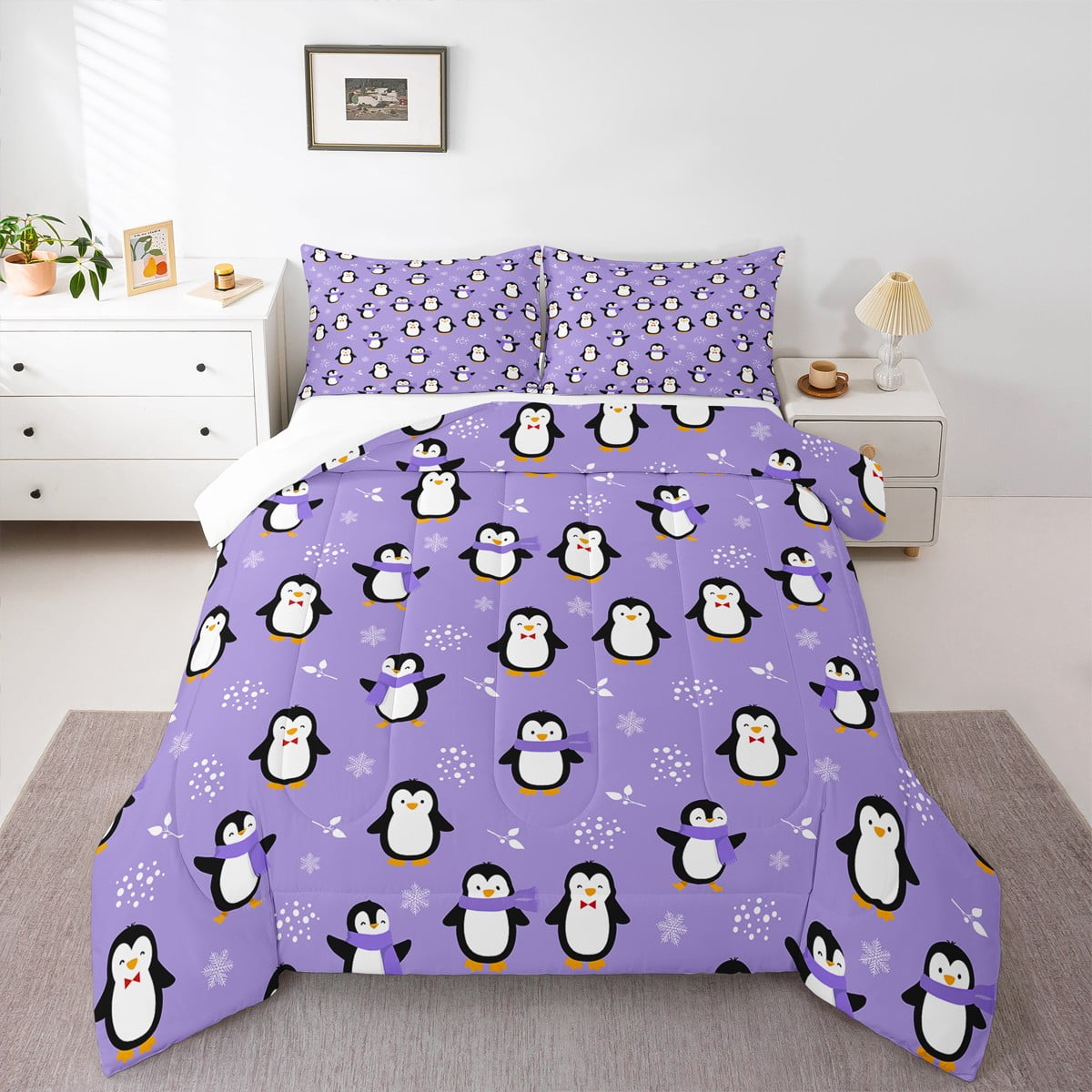 Castle Fairy Boys Girls Kawaii Penguin Bedding Comforter Set 2pcs ...
